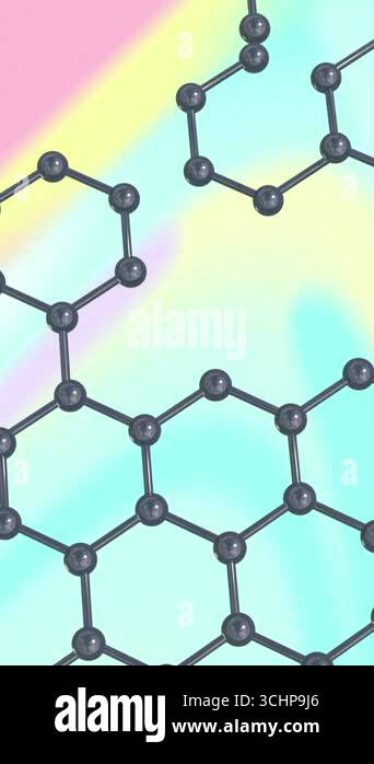 Animation of micro of molecules models over pastel background. Global ...