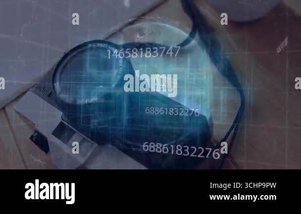 Interface overlay starting codes floating above lens visualizing data ...