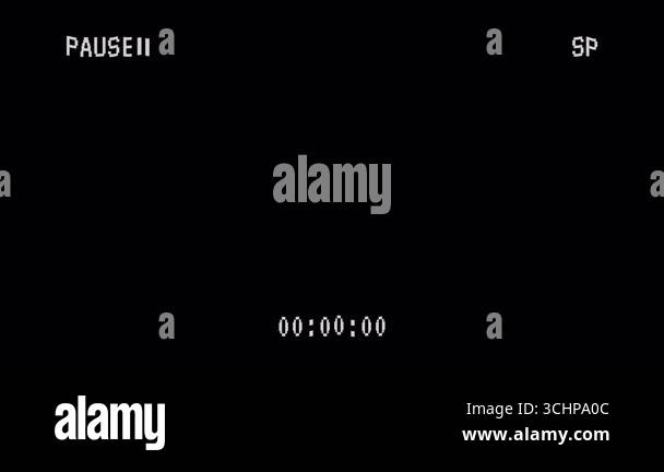 Retro display Pause VHS analog TV on black background. 4K video Stock ...