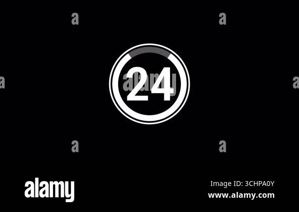 30 Second Countdown timer with circle animation on black background. 4K ...