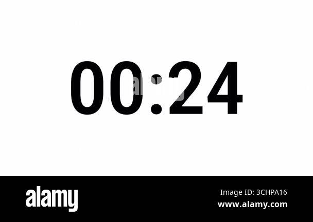 Minimalist countdown timer from 30 to 0 on white background. 4K video ...