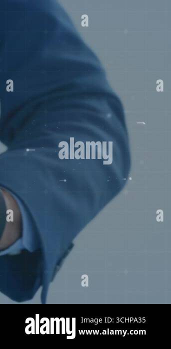 Animation of world map and data processing over man using smartphone ...