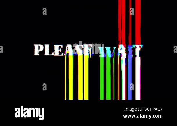 Text glitch effects please wait on black background. 4K video Stock ...