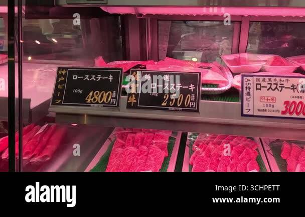 Various cuts of meat showcased in a butcher's display Stock Video ...