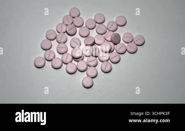 Pink Tablets on White Background Pharmaceutical Medication in Medical ...