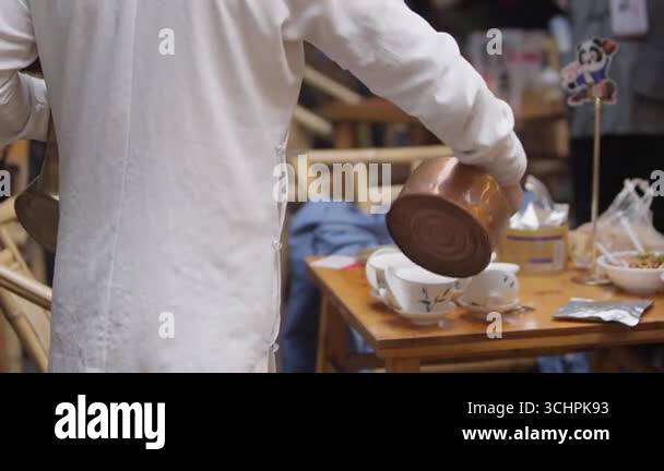 Chengdu, China-11 October, 2024: Slow motion close-up of traditional ...