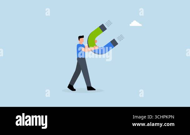 businessman with a high powered magnet to attract all interests Stock ...