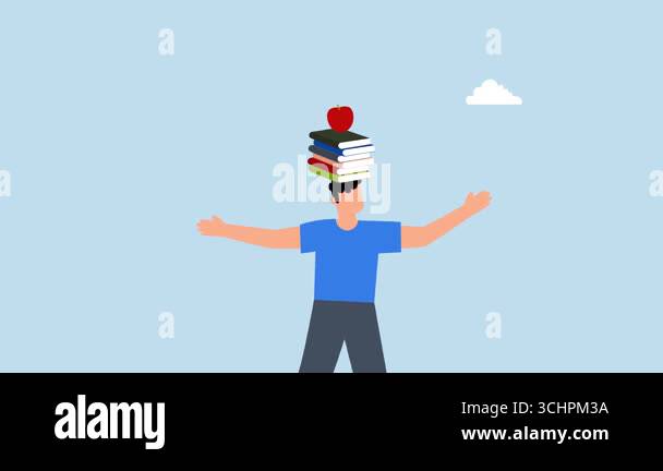 Career challenge, 4k animation of businesswoman walking on the rope up ...