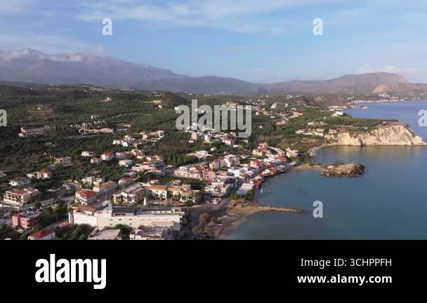 Aerial view of beach on Crete island with azure clear water, Greece ...