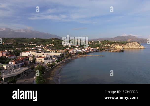 Aerial view of beach on Crete island with azure clear water, Greece ...