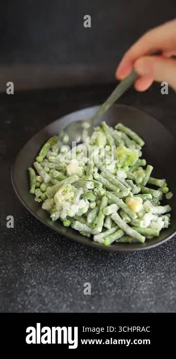 Frozen green vegetables green peas, broccoli, string beans, kohlrabi ...
