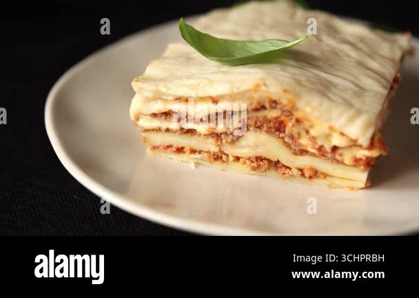Lasagna bolognese bchamel sauce, meat, cheese second course tasty snack ...