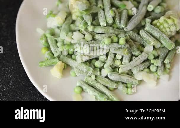 Frozen green vegetables green peas, broccoli, string beans, kohlrabi ...