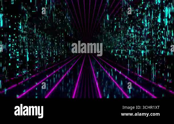 Abstract seamless animated background of digital virtual space with ...