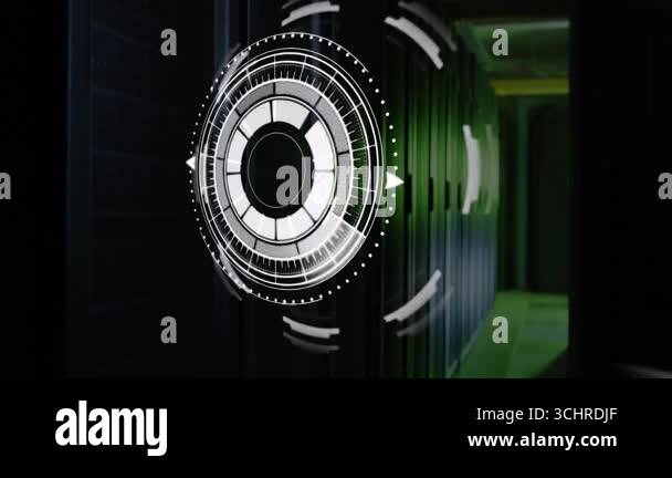 Circular ring appearing starting rings spinning and panel sliding into ...