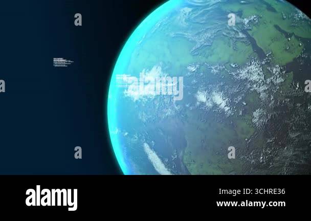 Rotating Earth Globe Over Void With Code Clusters Drifting Inward From Left Visualizing Tech
