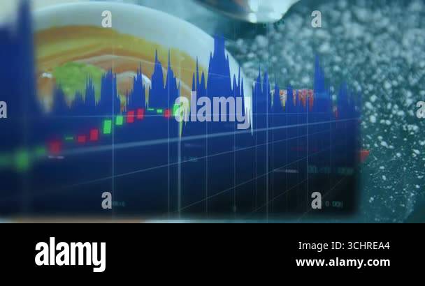 Overlay appearing, 3D grid sliding and candlesticks fluctuating, revealing soup surface in bowl ...