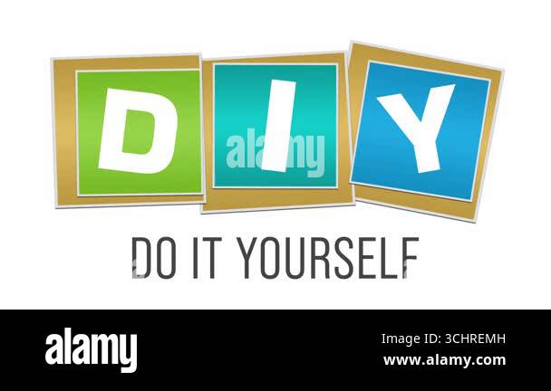 DIY - Do It Yourself text written over animated background with ...
