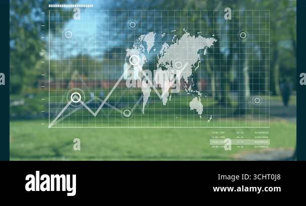 Holographic Map And Grid Fading In White Line Graph Drawing Nodes Visualizing Global Data