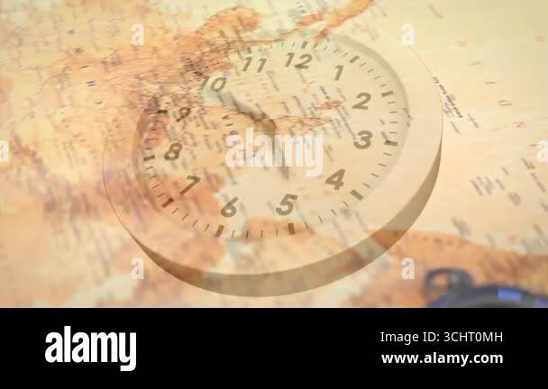 At start clock showing 1 o'clock, map flickering, hands advancing ...