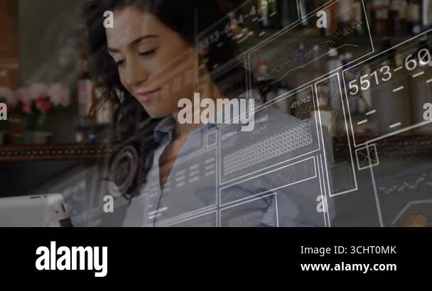 Woman tapping tablet and scrolling panels, man typing laptop, analyzing ...