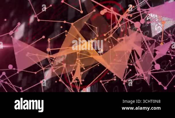 Dark Grid And Red Dial Initiating Network Lines Materializing Rotating Polygons Pulsing Nodes