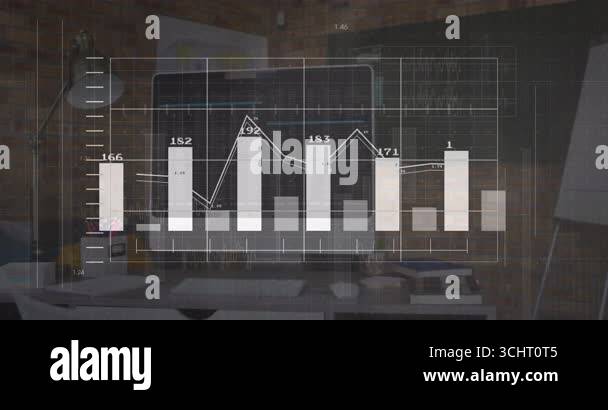 On chart overlay appearing, bars animating upward and line graph ...