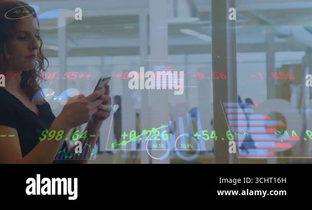 office professional lifting smartphone and tapping screen, analyzing ...