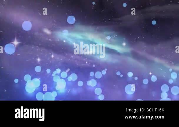 Beginning glowing blue spheres clustering drifting up revealing ...