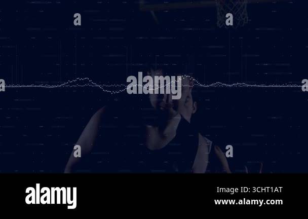 Basketball player B grabbing ball then pivoting and shooting to score ...