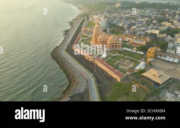 Aerial view of Somnath Temple, This Temples of Lord Shiva, Indian ...