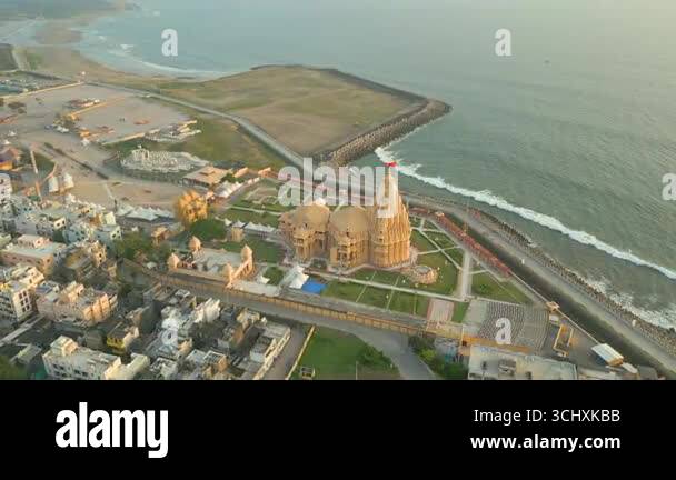 Aerial view of Somnath Temple, This Temples of Lord Shiva, Indian ...