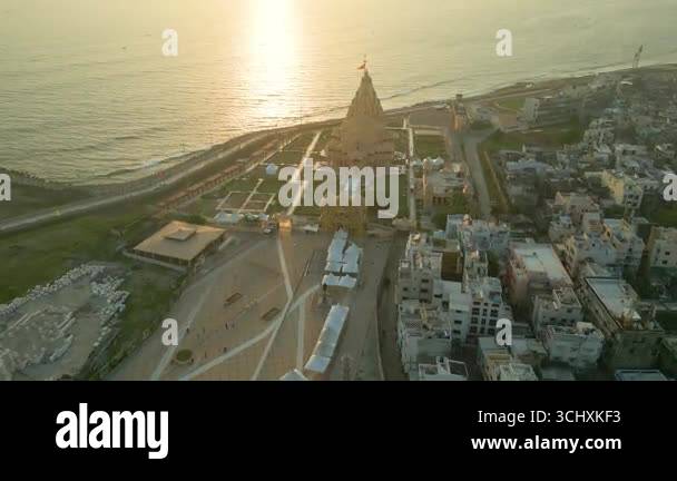 Aerial view of Somnath Temple, This Temples of Lord Shiva, Indian ...