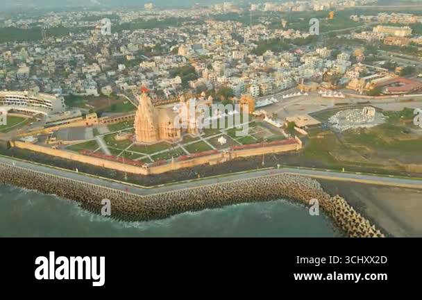 Aerial view of Somnath Temple, This Temples of Lord Shiva, Indian ...