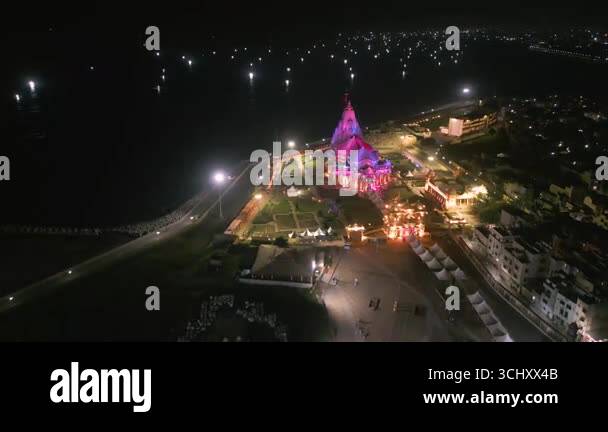 Aerial view of Somnath Temple, This Temples of Lord Shiva, Indian ...