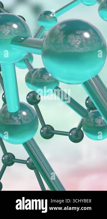 Animation of 3d micro of molecules on green background. Global science ...