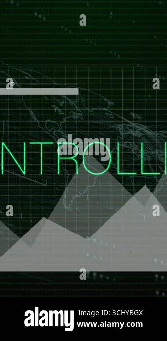 Animation of controlling text, statistics and data processing. Global ...