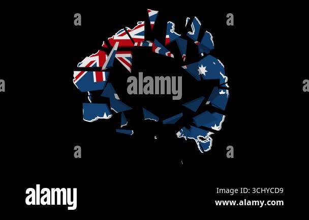 Animation of the Australian flag transforming and moving across various ...