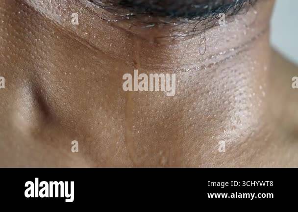 Close-up view of man Sweating during hot weather Stock Video Footage ...