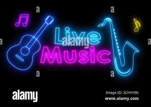 live music neon icon animated live music neon icon croma green screen ...