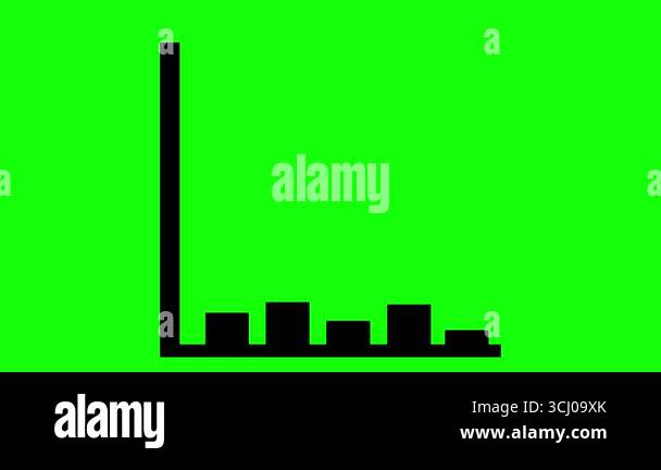 Simple black and white graphic bar chart graphic animation on green ...