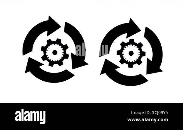 Rotating Gear with Circular Arrow Animation. Motion graphic on white ...