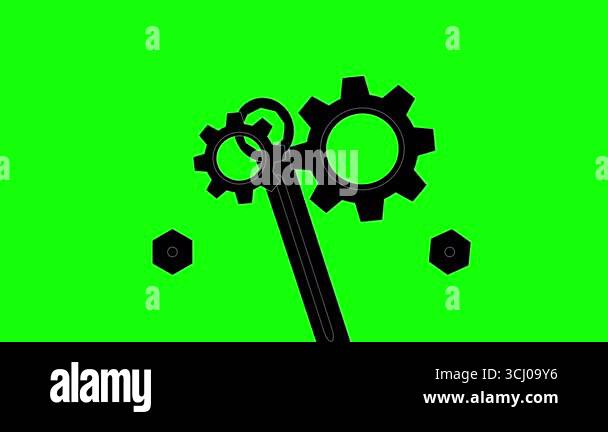 Mechanical Gear Wheel with Wrench Motion Graphic, Animated vector of ...