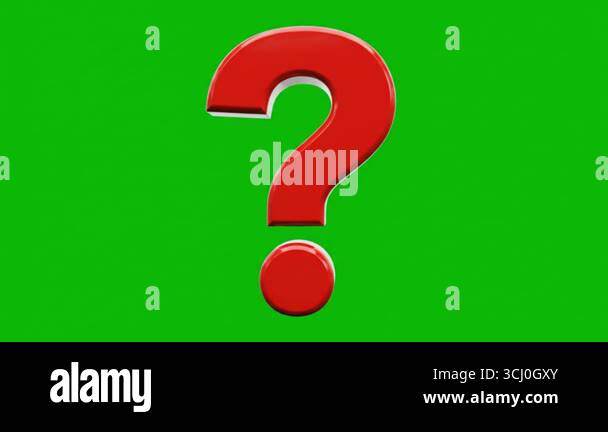 Question Mark Symbol on Green Screen Background, Isolated Icon for ...