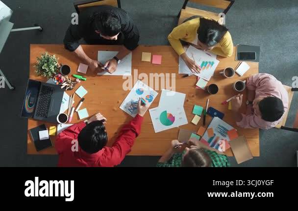 Top view of smart business man put scrum board on table at meeting room ...