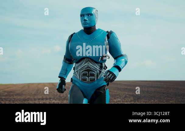 Industrial revolution. Futuristic farm engineer robot artificial ...