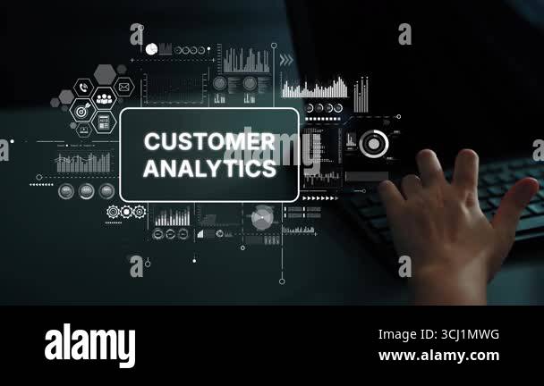 Hands Engaged in Customer Analytics with Visual Data Charts and Graphs ...