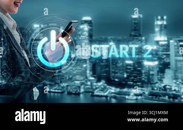 Start 2025 concept with futuristic power button symbolizing fresh ...