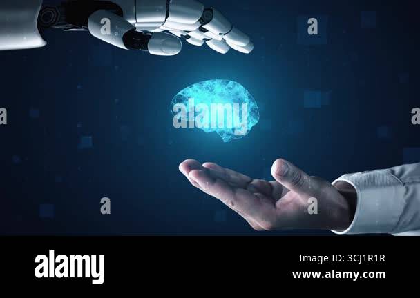 Futuristic robot artificial intelligence enlightening AI technology ...