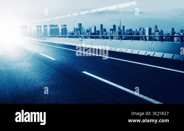 Digital data flow on road in concept of cyber global communication and ...